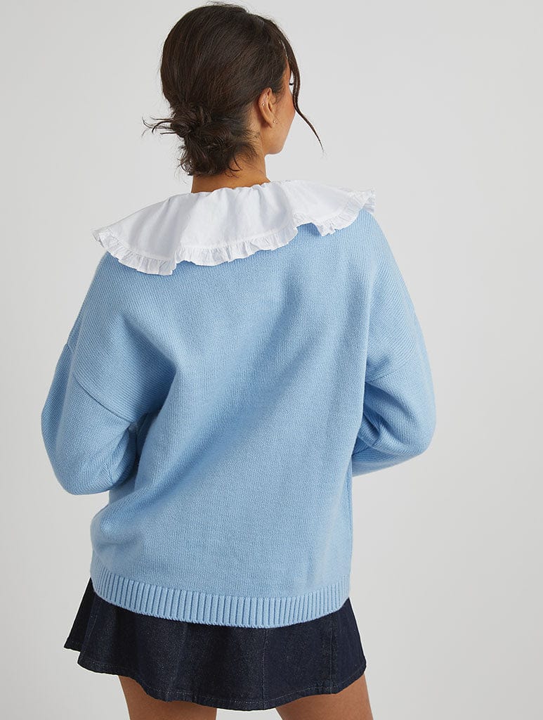 3D Flowers Knitted Jumper | Blue Knitwear | Skinnydip London