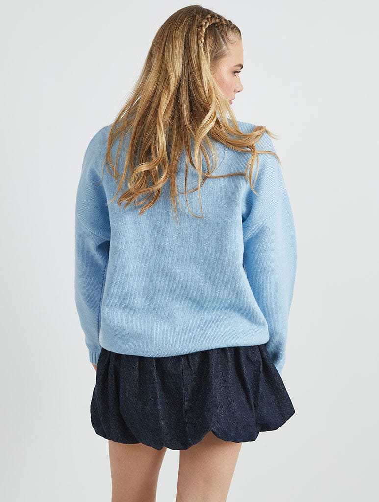 3D Flowers Knitted Jumper | Blue Knitwear | Skinnydip London