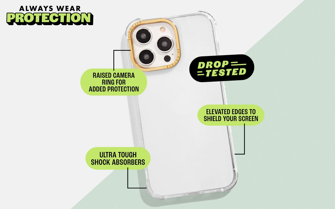 Clear Shock iPhone Case With Gold Camera Hole – Skinnydip London