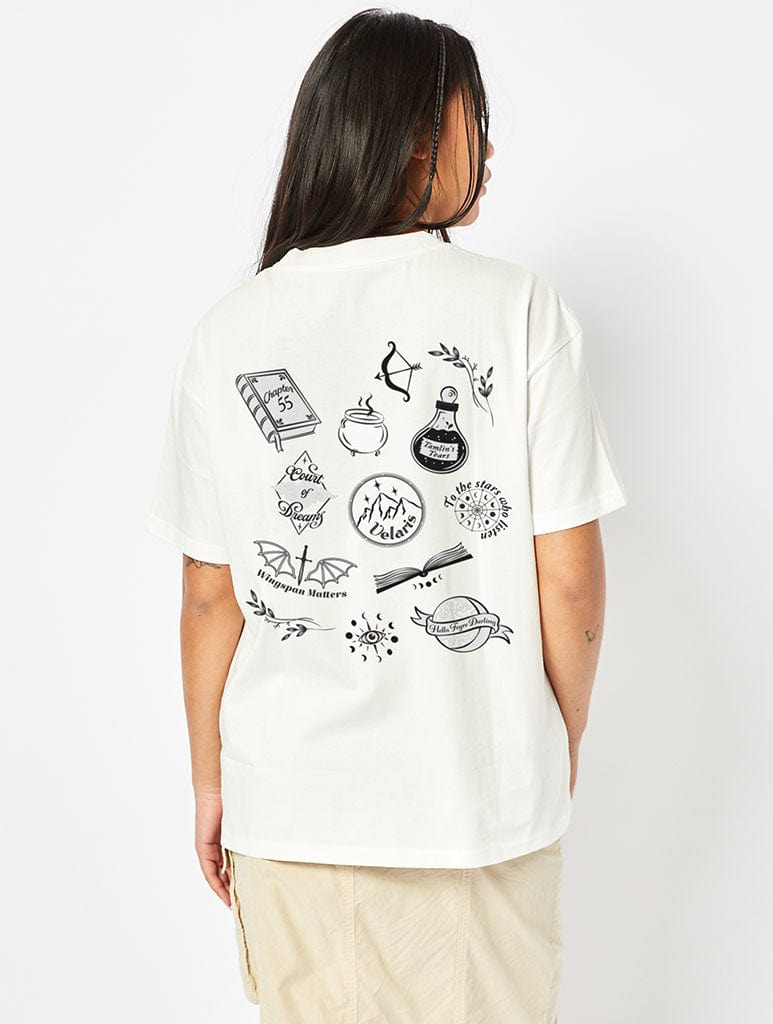 ACOTAR Sticker T-Shirt In Ecru | Shop A Court Of Dreams Online ...