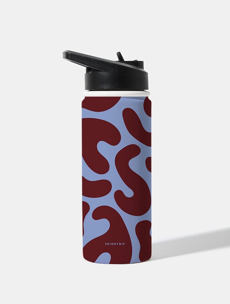 Blue and Maroon Curve Pattern 18oz Stainless Steel Water bottle | Blue ...