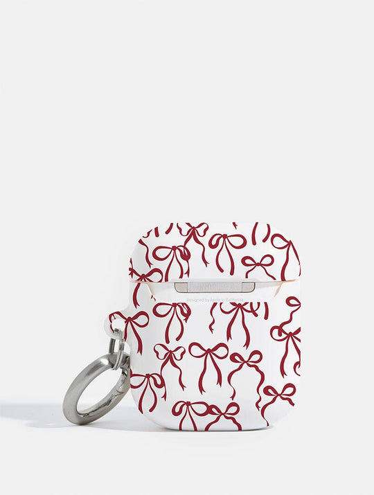 Burgundy Bows AirPods Case | Burgundy Accessories | Skinnydip London