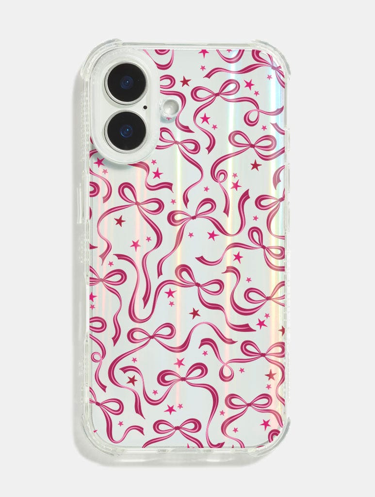 Burgundy Starry Bows Shock iPhone Case | Trending Phone Cases | Skinnydip London