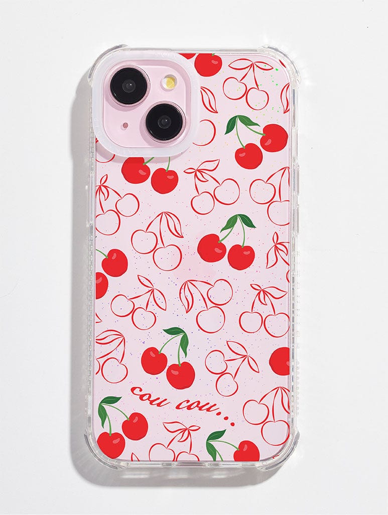 Cherry Print Glitter Shock iPhone Case | Fun Fruit Themed Accessories | Skinnydip London