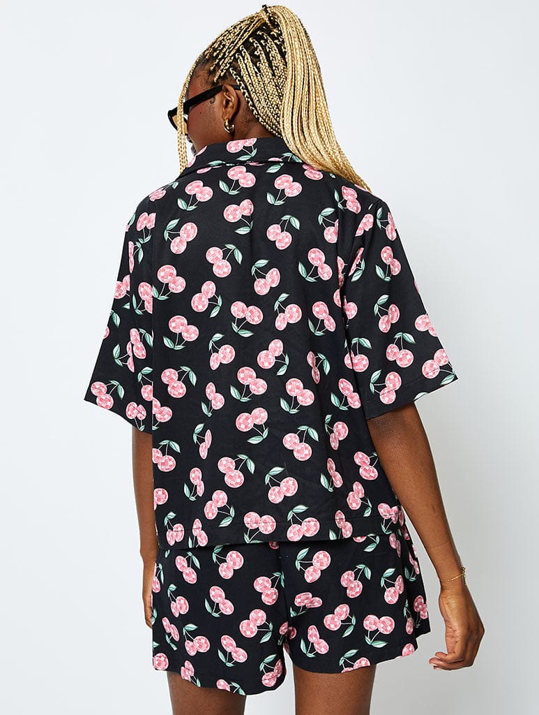 Disco Cherry Shorts in Black | Shop Cotton Shorts Online | Skinnydip London