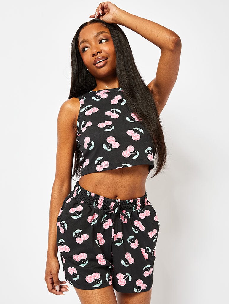 Disco Cherry Shorts in Charcoal | Shop Festival Outfits Online | Skinnydip London