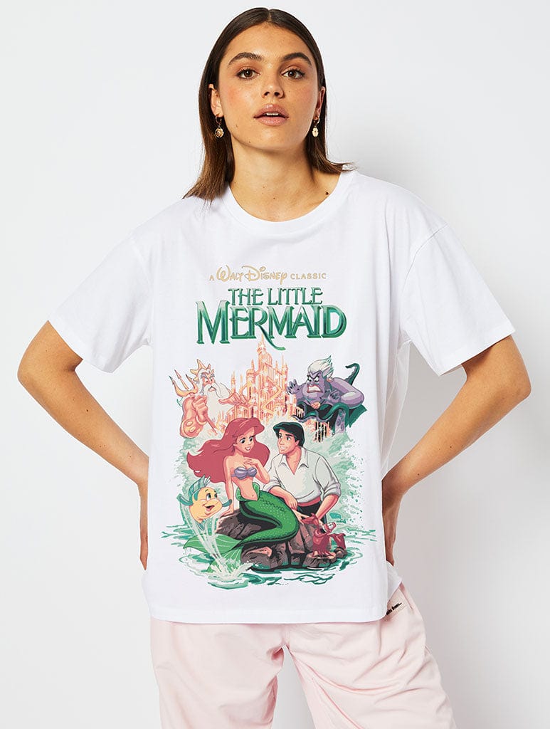 Disney Little Mermaid Poster T-Shirt in White | Disney Merch ...