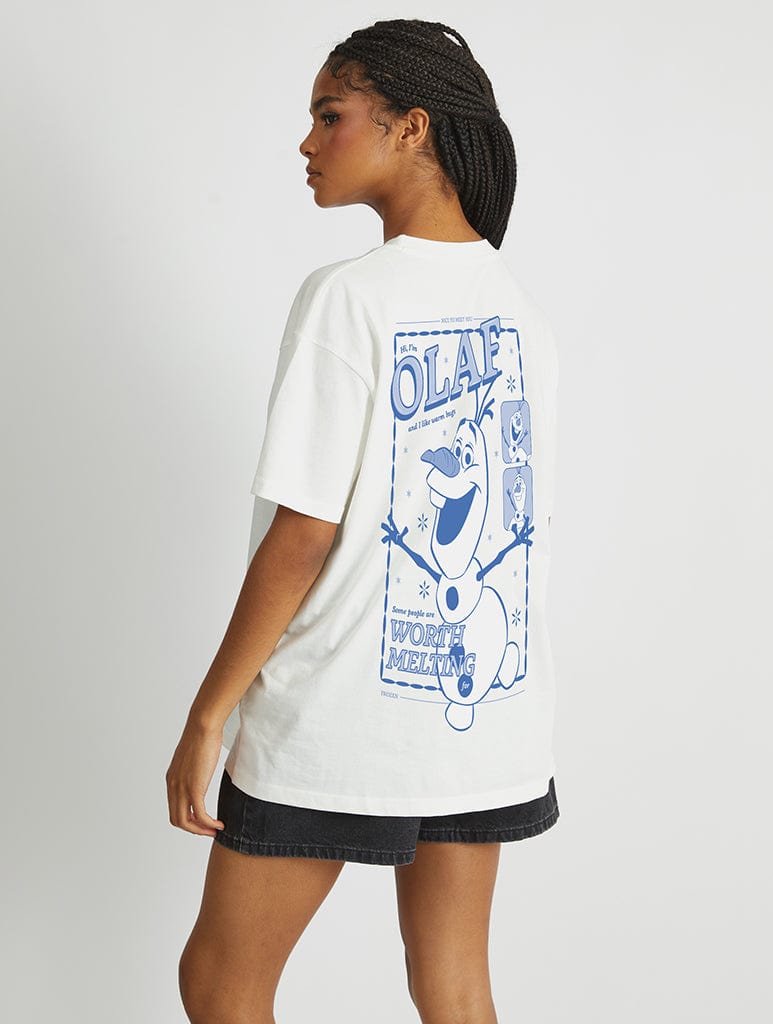 Disney Olaf Poster T-Shirt In White | Skinnydip London
