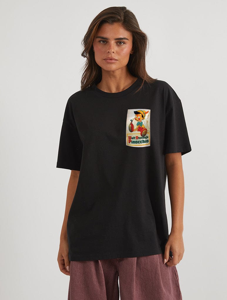 Disney Pinocchio Classic Poster T-Shirt In Black | Disney Pinocchi T ...