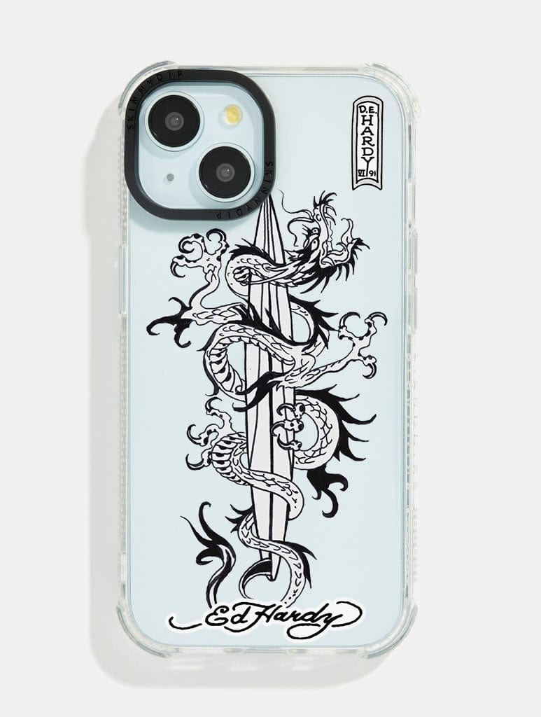 Ed Hardy x Skinnydip Dragon Dagger Shock iPhone Case | Monochrome Phone Cases | Skinnydip London