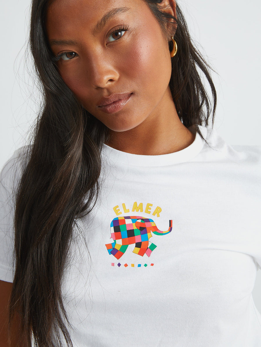 Elmer Baby T-Shirt in White | Elmer Graphic Tees | Skinnydip London