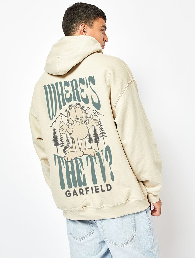 Garfield x Skinnydip Where's The TV Hoodie In Sand | Shop Mens Graphic ...