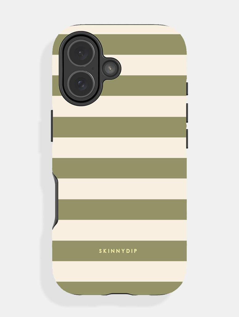 Green and Cream Stripes Ultra Protective iPhone Case – Skinnydip London