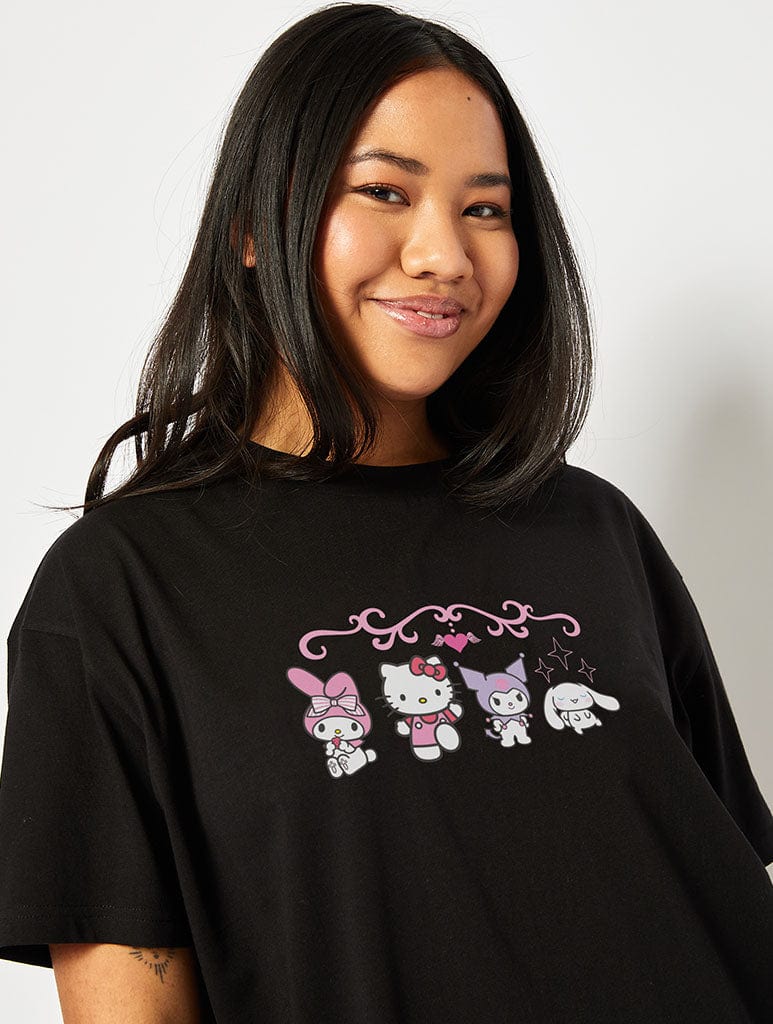 Hello Kitty x Skinnydip Mixed Character T-Shirt in Black | Shop Hello ...