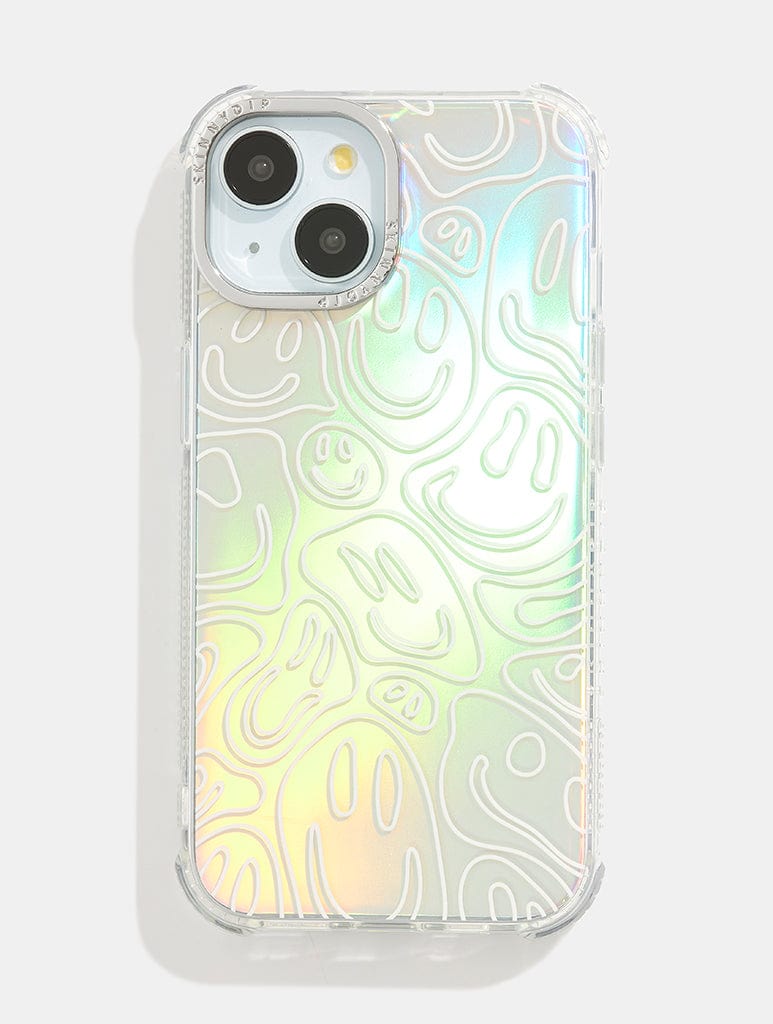 Holo Warped Happy Face iPhone Case | Chic Mobile Cases | Skinnydip London