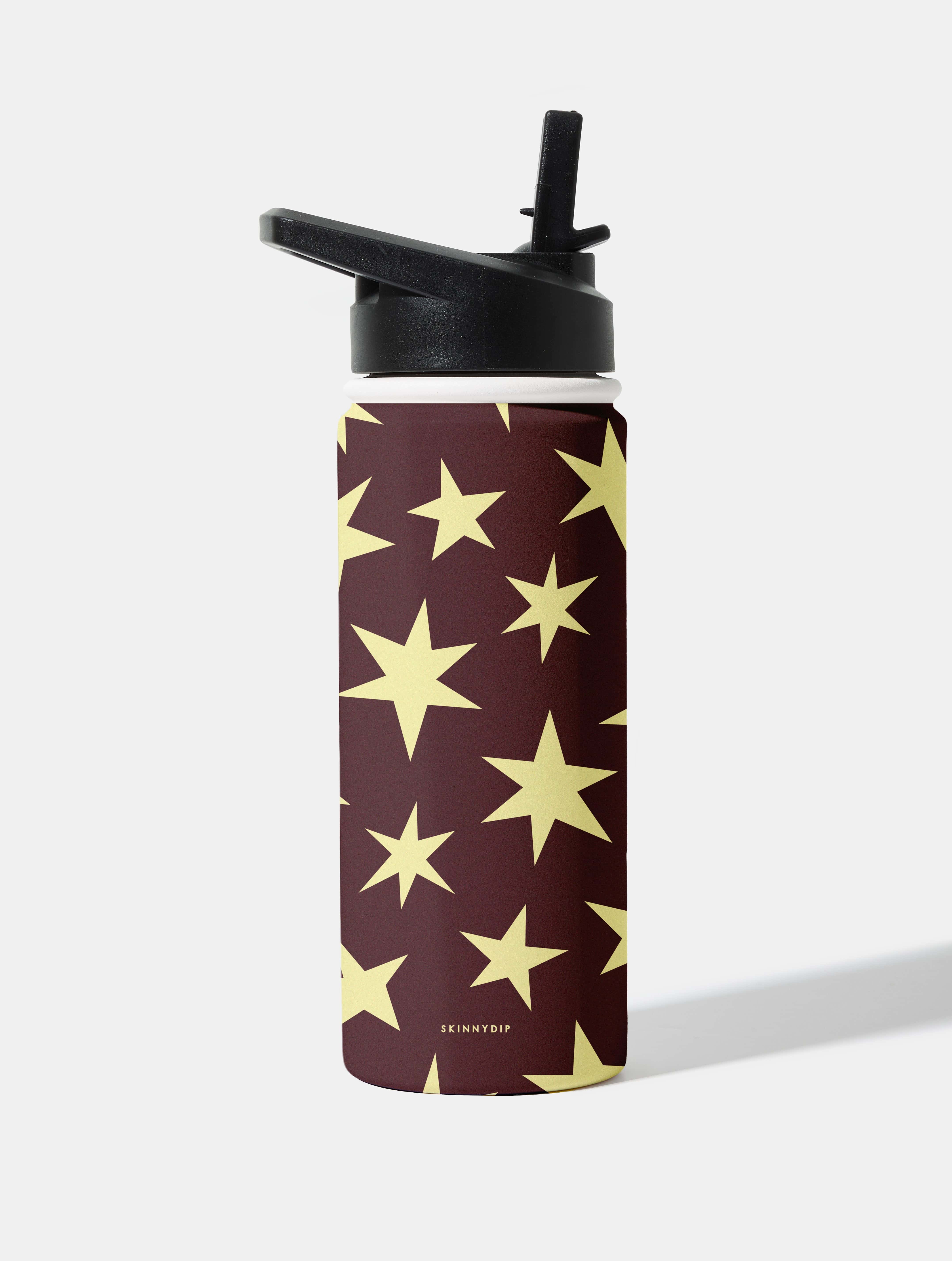 Maroon and Yellow Stars 18oz Stainless Steel Water bottle | Star Print ...