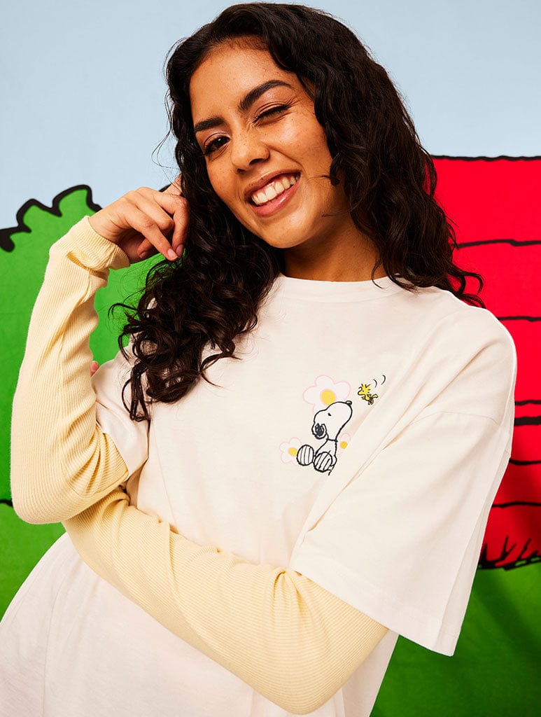 Peanuts x Skinnydip Snoopy Care Free T-Shirt in Ecru | Original Snoopy ...