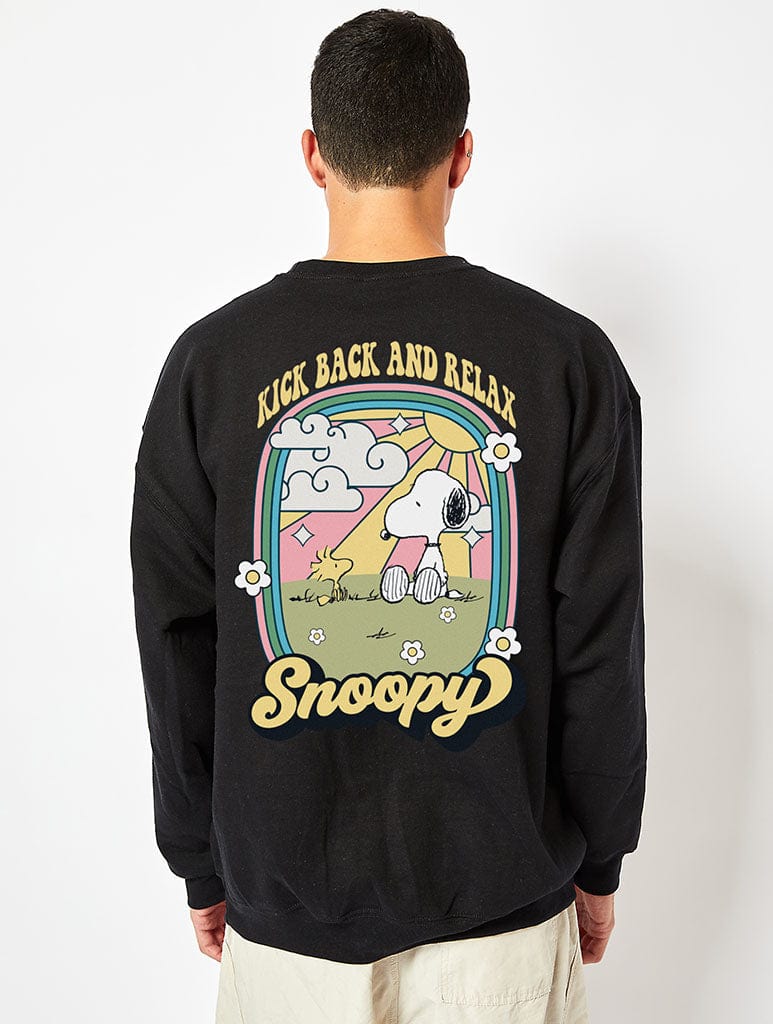Peanuts x Skinnydip Kick Back & Relax Sweatshirt in Black | Black Mens ...