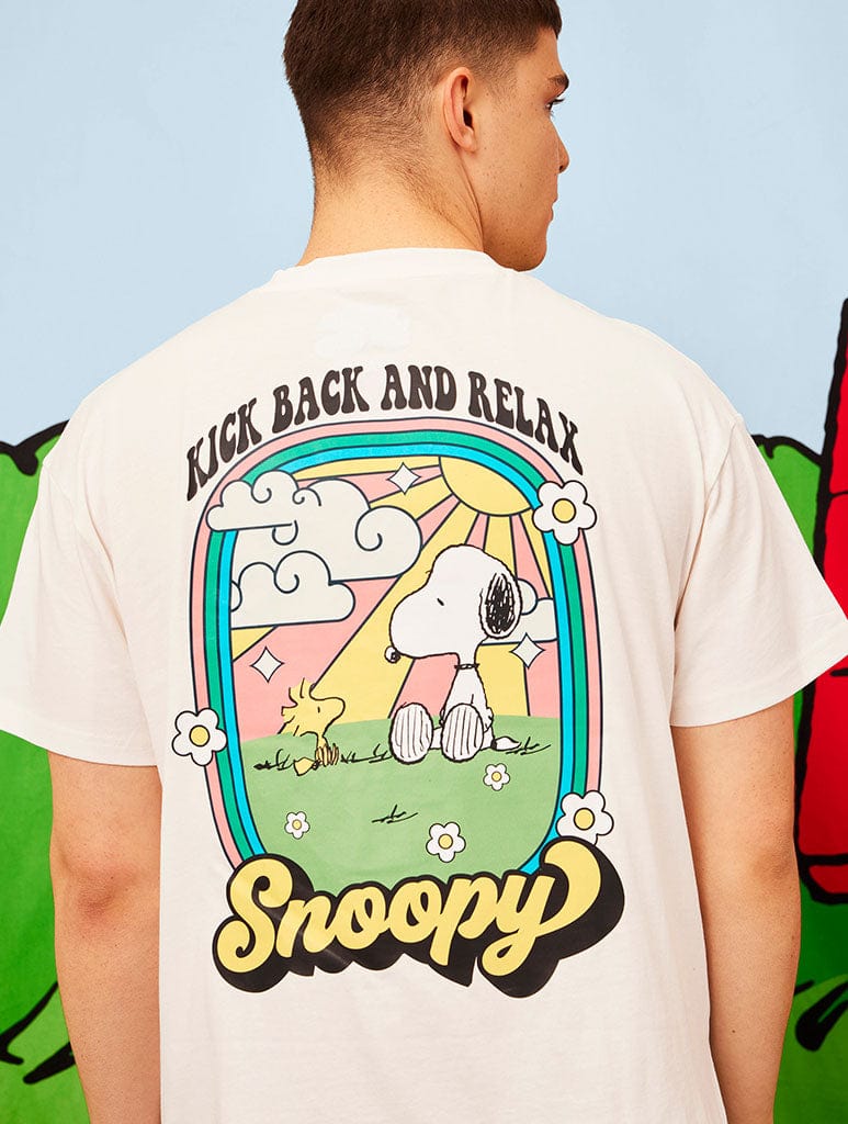 Peanuts x Skinnydip Snoopy Kick Back & Relax T-Shirt in Ecru | Snoopy T ...