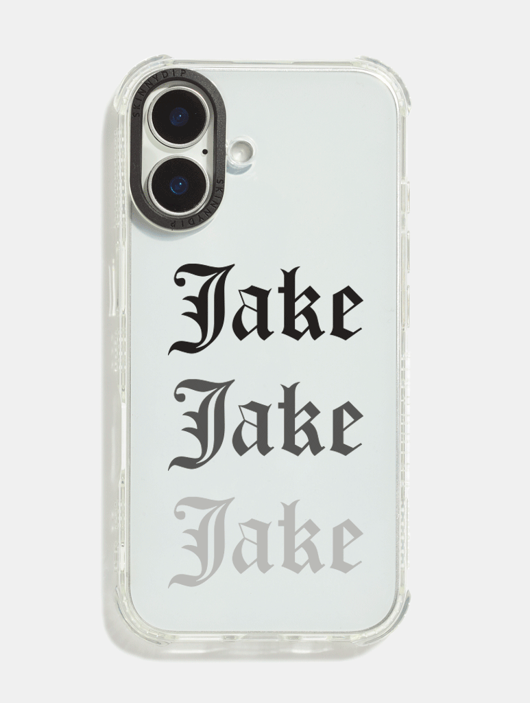 Personalised Clear Base Shock iPhone Case with Black Camera Hole ...