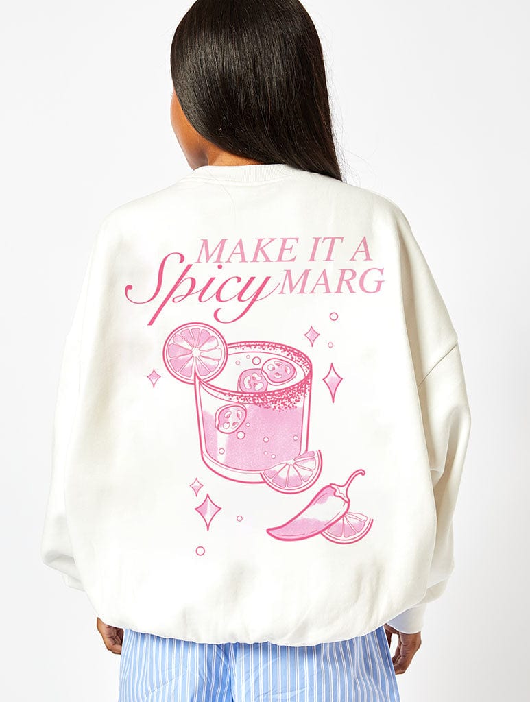 Spicy Margs Sweatshirt in Ecru | Cute Pink Sweatshirts | Skinnydip London