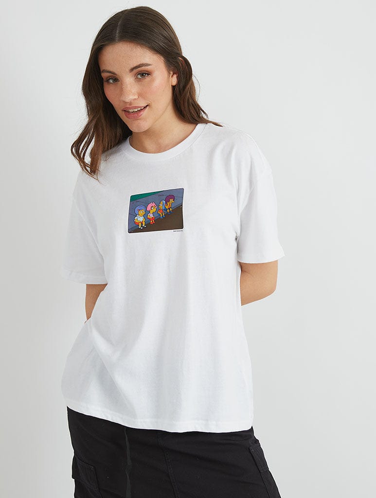 The Simpsons Boys in Wigs T-Shirt in White | The Simpsons Women's Tees ...