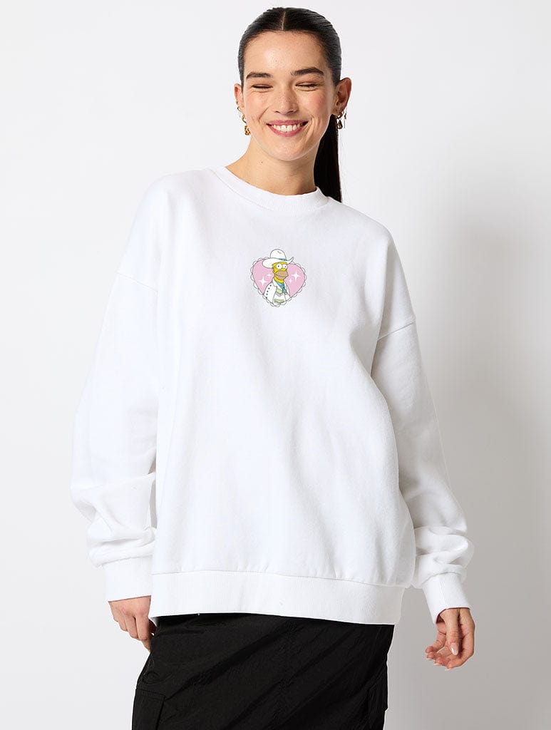 The Simpsons Cowboy Homer Sweatshirt In Ecru | Homer Simpson Clothing ...