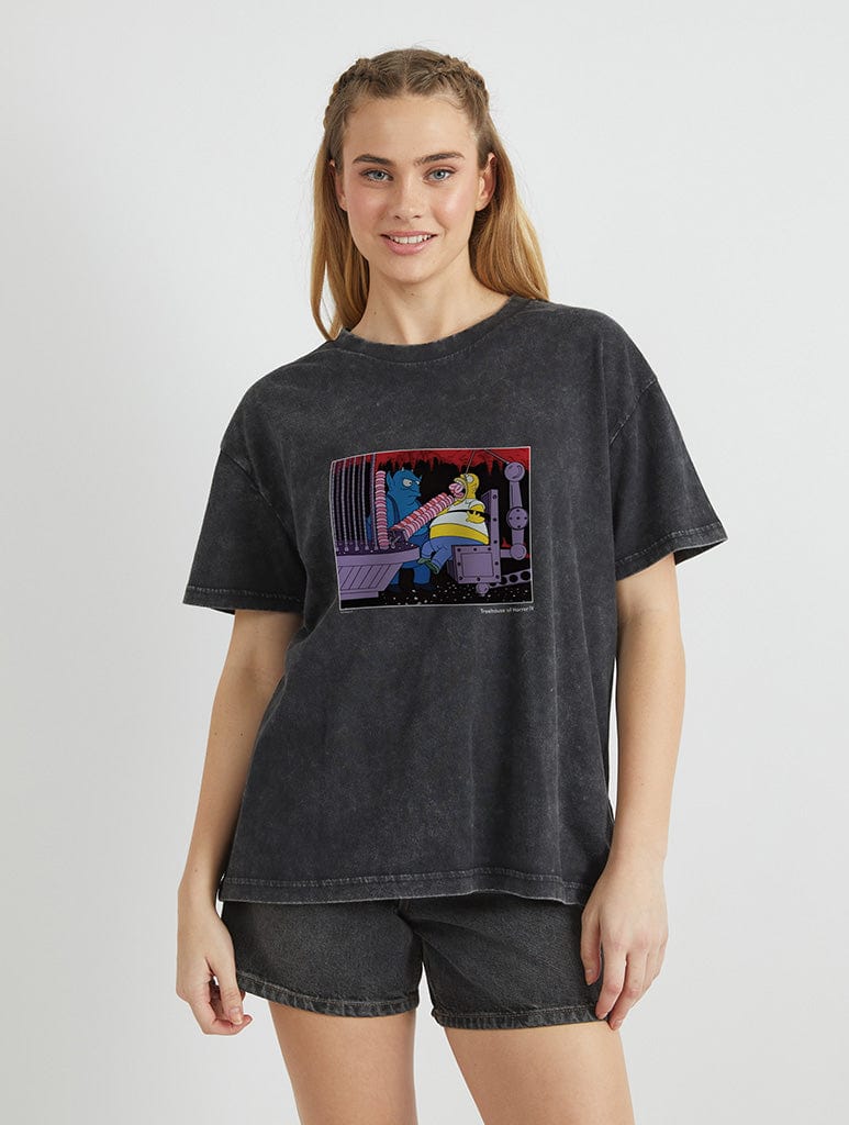 The Simpsons Donut Devil Still T-Shirt in Acid Wash | Skinnydip London