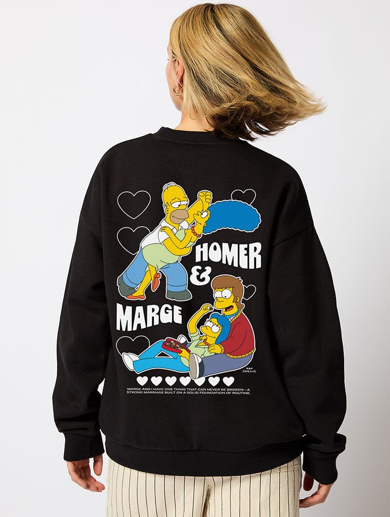 The Simpsons Homer And Marge Sweatshirt In Black | The Simpsons ...