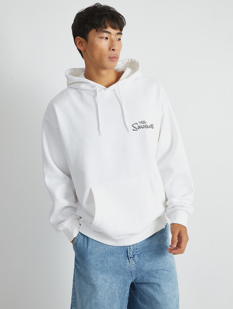 The Simpsons Lard Lad Donuts Hoodie in White | Skinnydip London