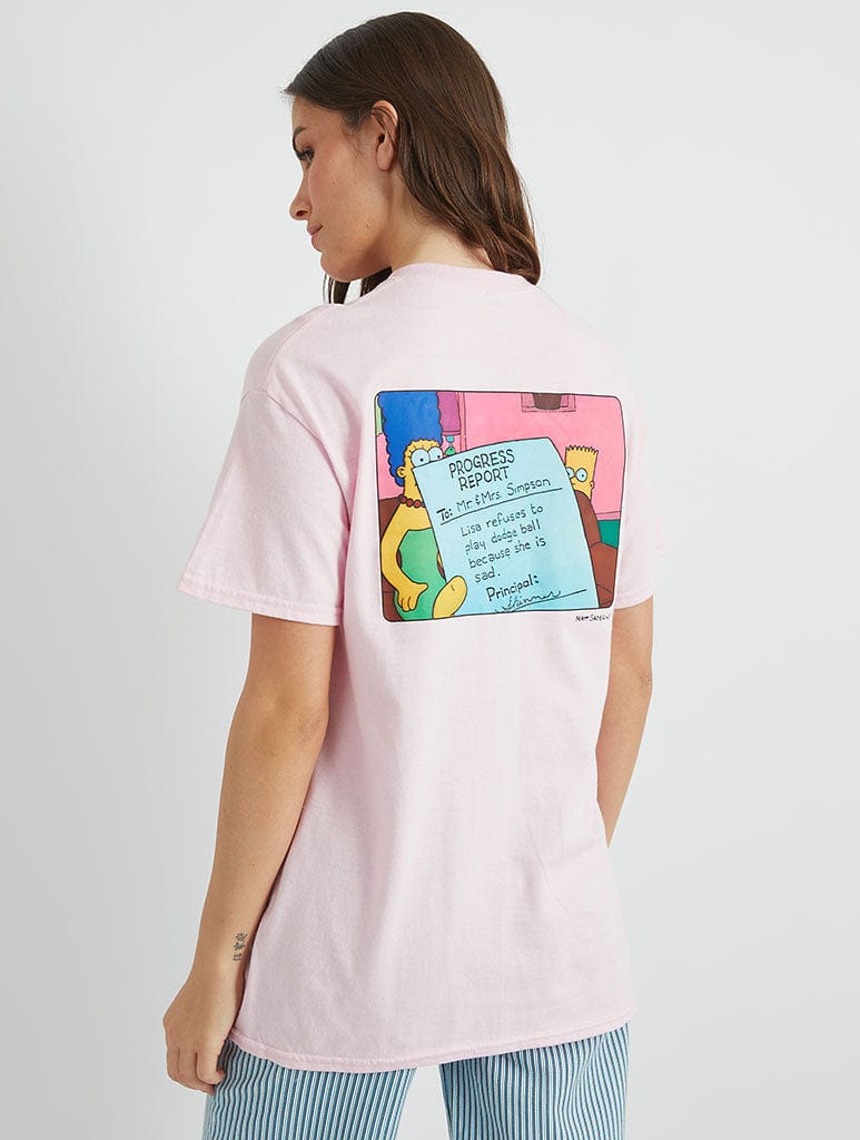 The Simpsons Lisa Is Sad T-Shirt in Pink | Cartoon Graphic Tees ...