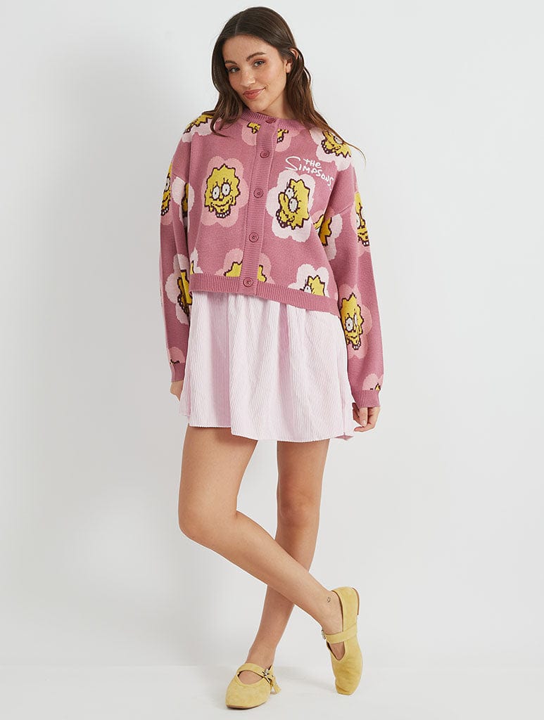 The Simpsons x Skinnydip Lisa Flower Knitted Cardigan | Pink Cardigans ...