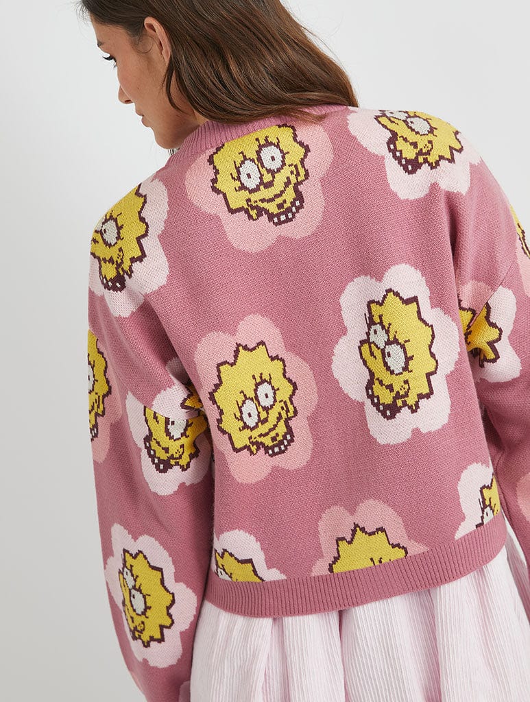 The Simpsons x Skinnydip Lisa Flower Knitted Cardigan | Pink Cardigans ...