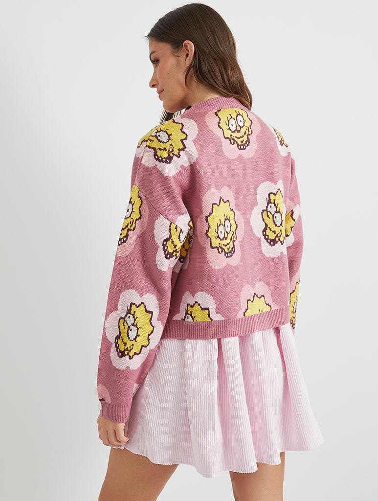 The Simpsons x Skinnydip Lisa Flower Knitted Cardigan | Pink Cardigans ...