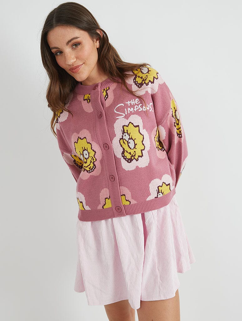 The Simpsons x Skinnydip Lisa Flower Knitted Cardigan | Pink Cardigans ...