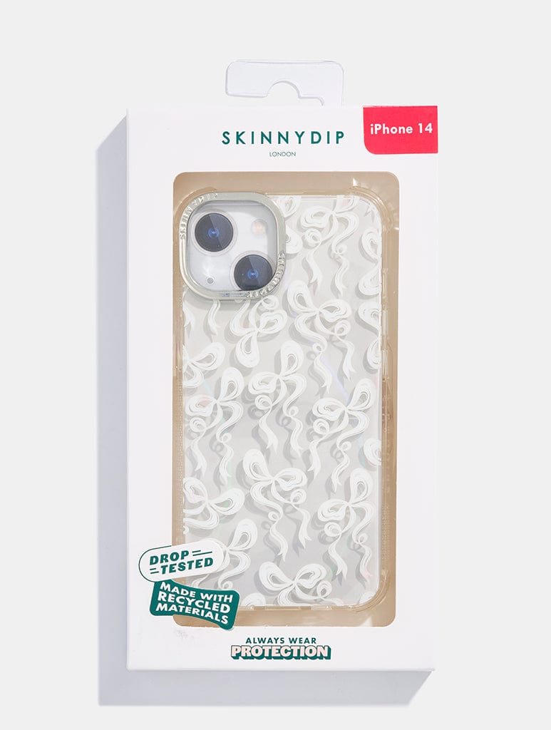 White Bow Swirl Shock iPhone Case | Cute Bow iPhone Cases | Skinnydip London