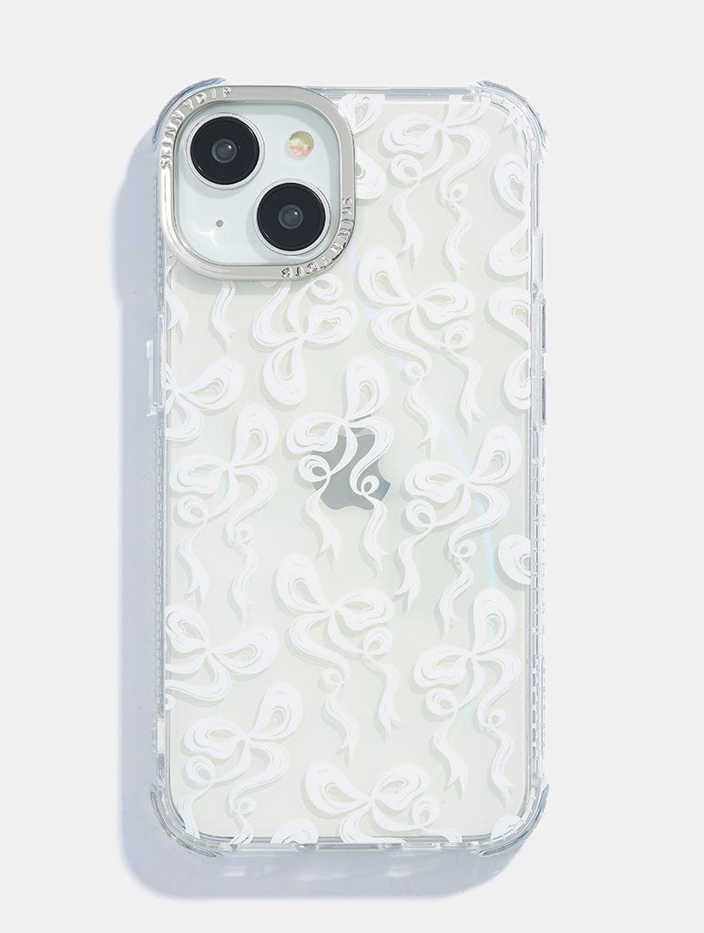 White Bow Swirl Shock iPhone Case | Cute Bow iPhone Cases | Skinnydip ...