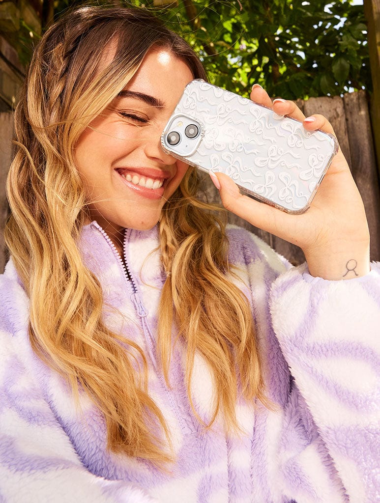 White Bow Swirl Shock iPhone Case | Cute Bow iPhone Cases | Skinnydip ...