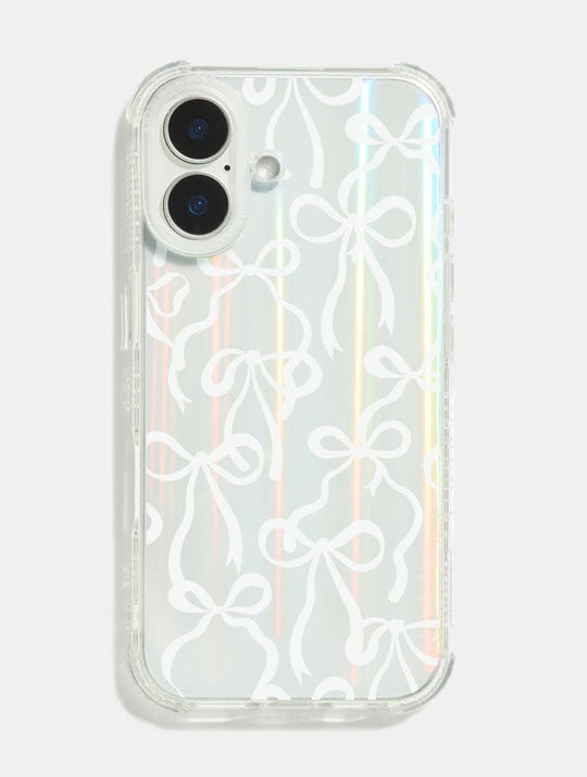 White Bows Shock Holo iPhone Case | Bow iPhone 17 Cases | Skinnydip London