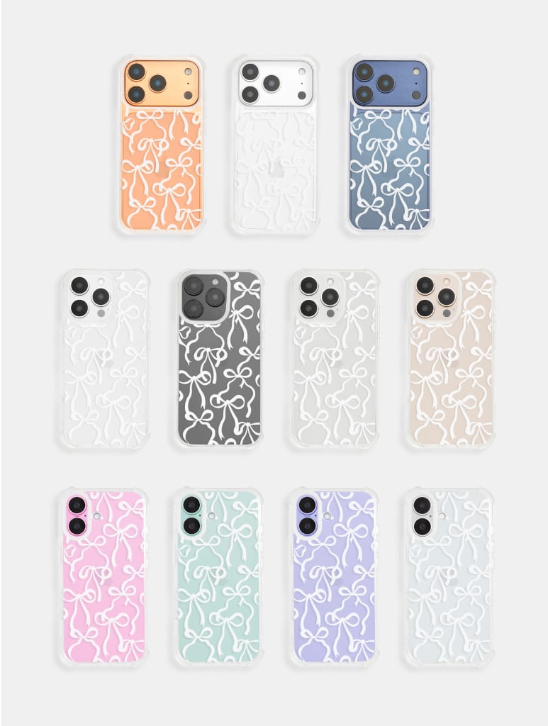 White Bows Shock iPhone Case | Minimal Cute iPhone Cases | Skinnydip London