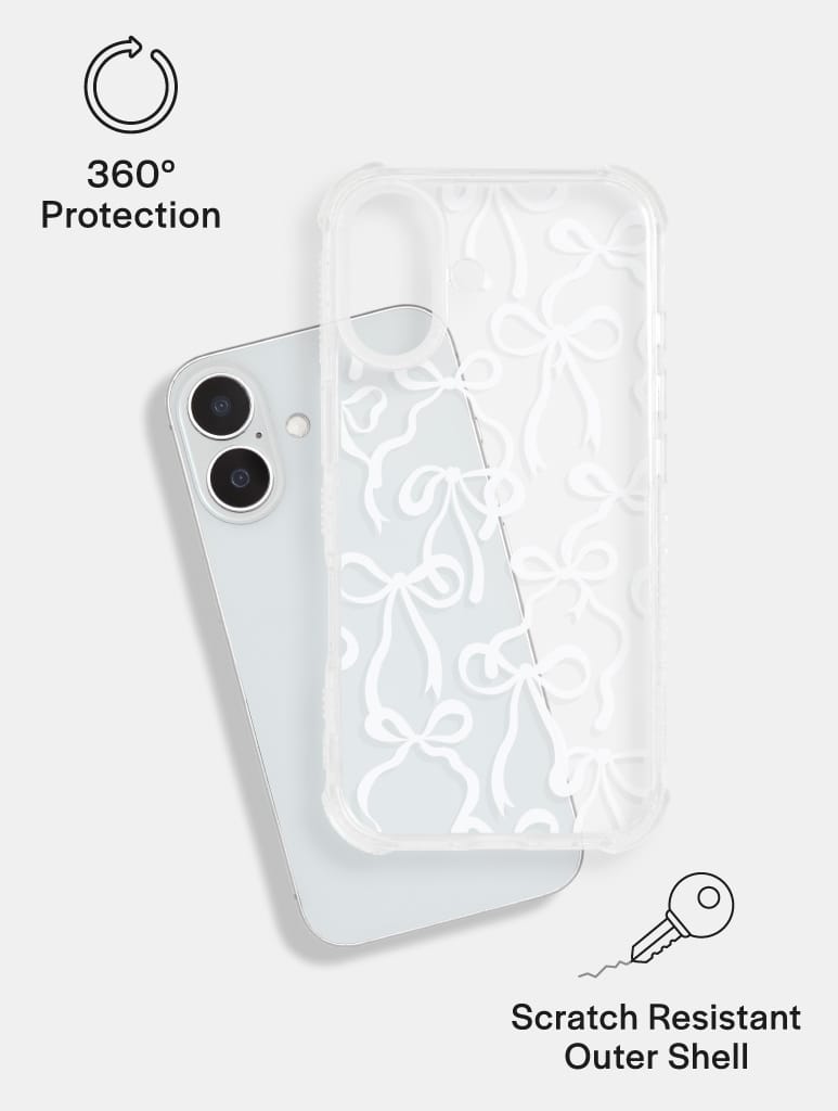White Bows Shock iPhone Case | Minimal Cute iPhone Cases | Skinnydip London