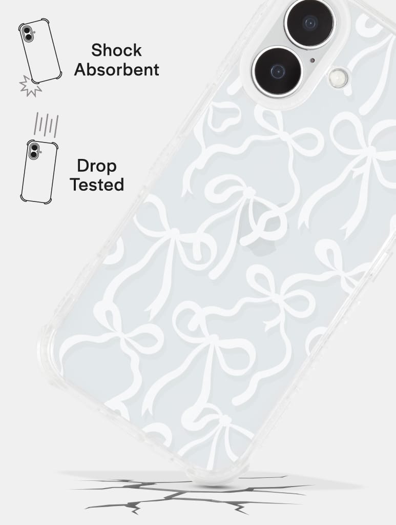 White Bows Shock iPhone Case | Minimal Cute iPhone Cases | Skinnydip London