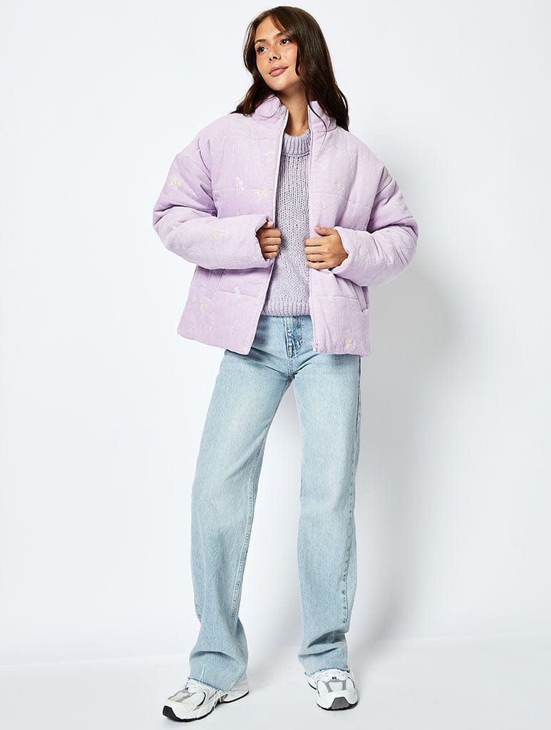 Wildflower Cord Puffer in Lilac | Trending Winter Jackets | Skinnydip ...